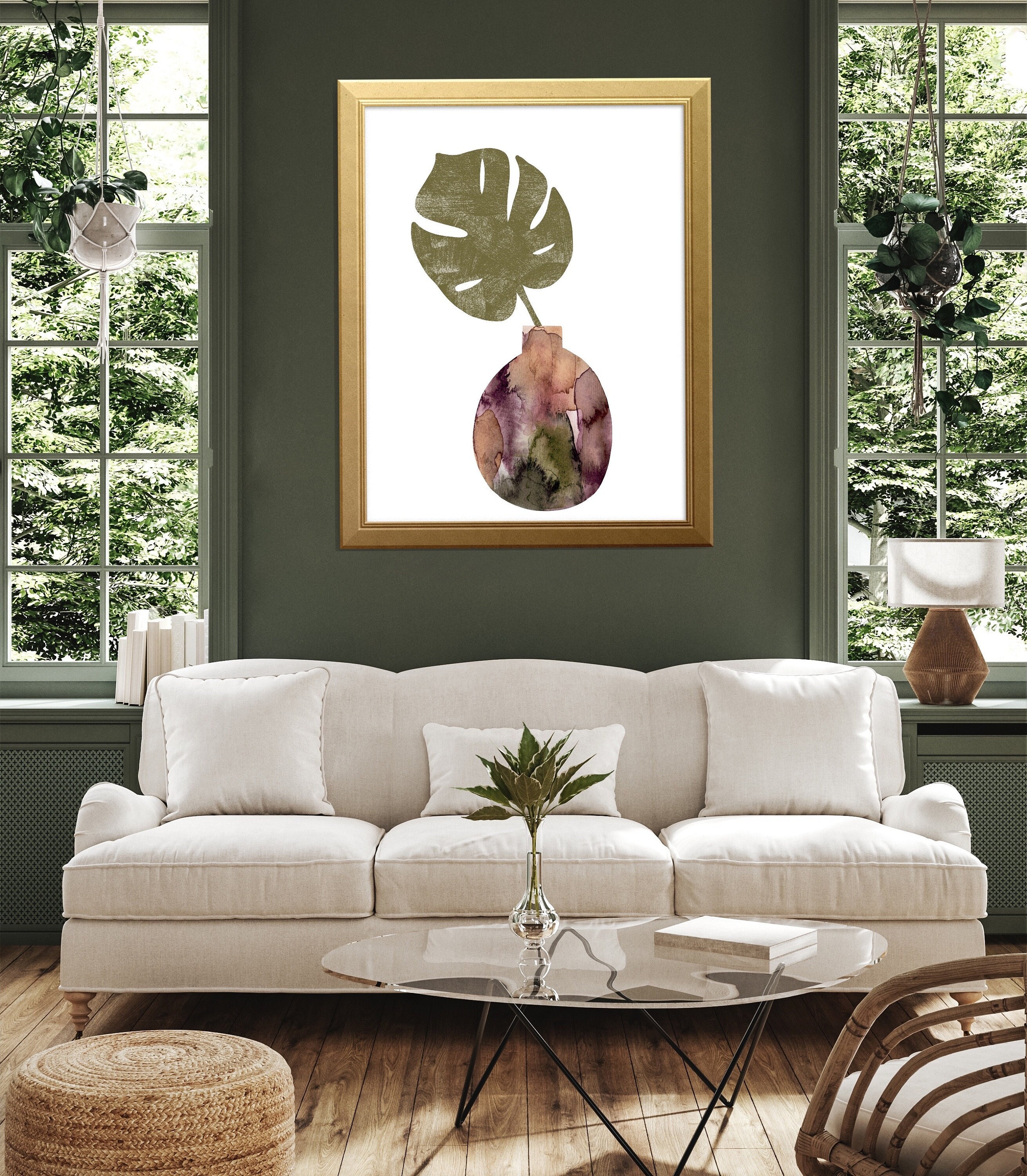 Watercolor Floral Abstract Plant Wall Art Downloadable - Etsy