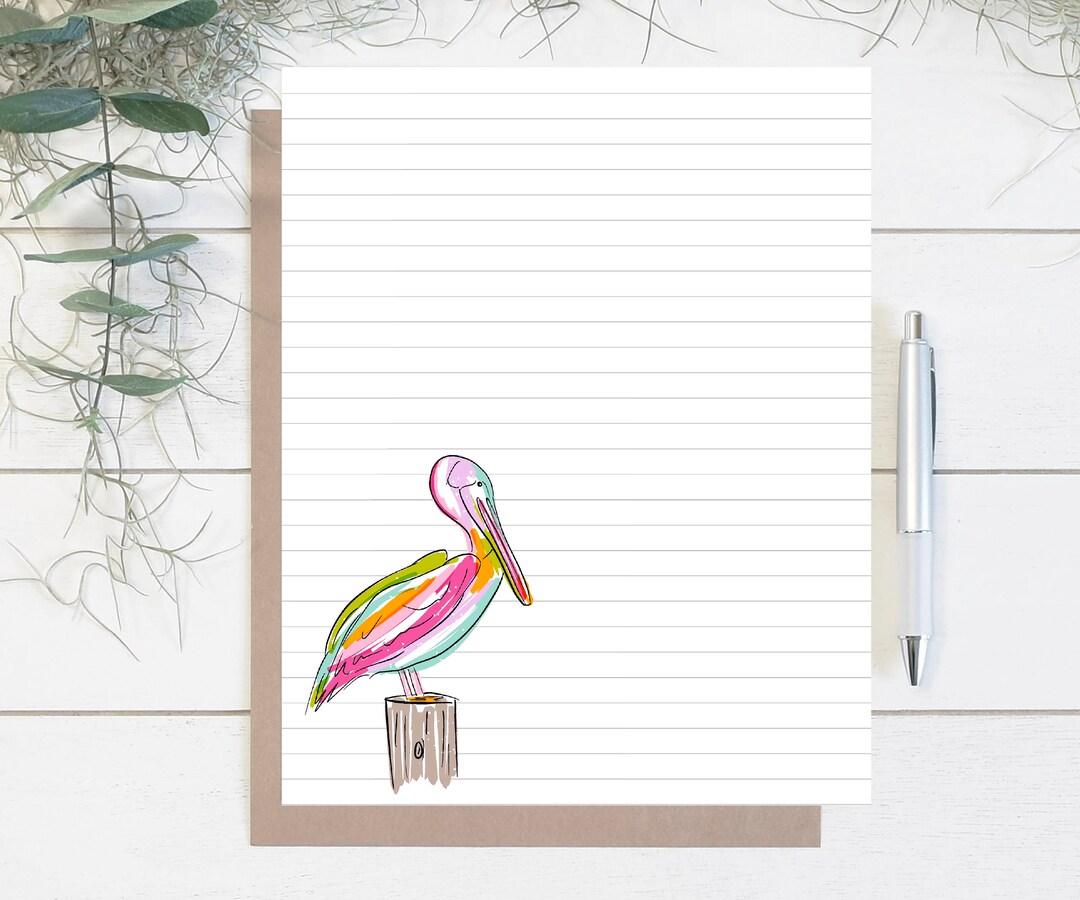Printable Pelican Stationery Lined Letter Writing Paper Blank - Etsy