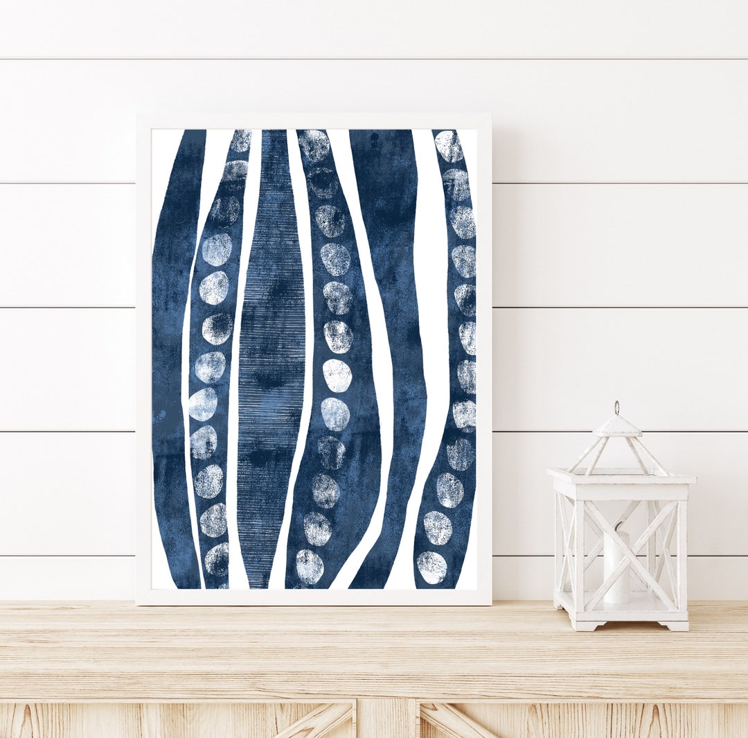 Navy Blue White Modern Abstract Art Downloadable Printable Art Instant ...