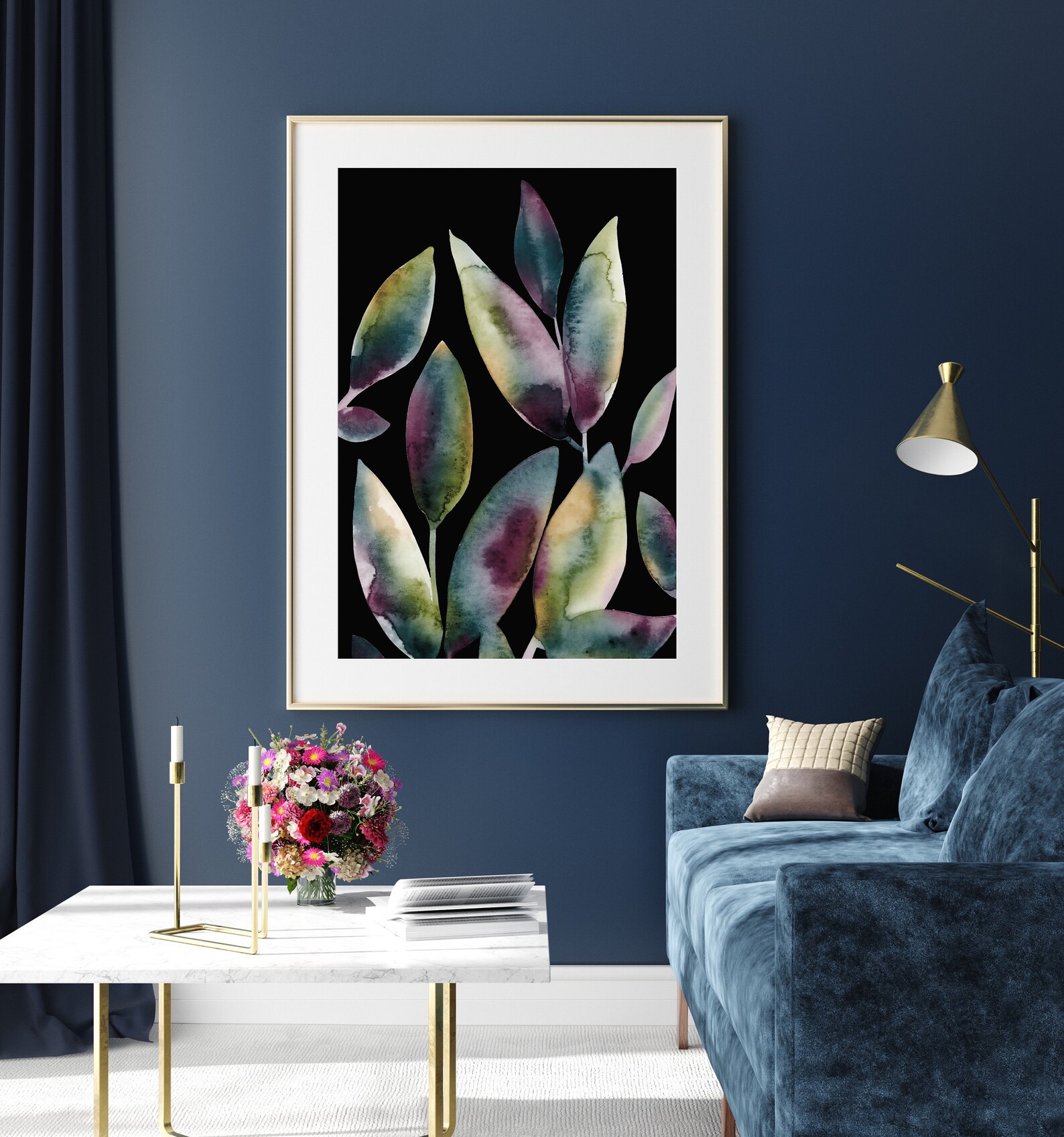Watercolor Botanical Abstract Leaves Printable Art - Etsy