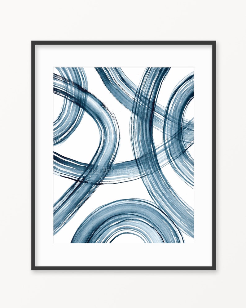 Navy Watercolor Abstract Art Printable Minimalist Wall Art - Etsy