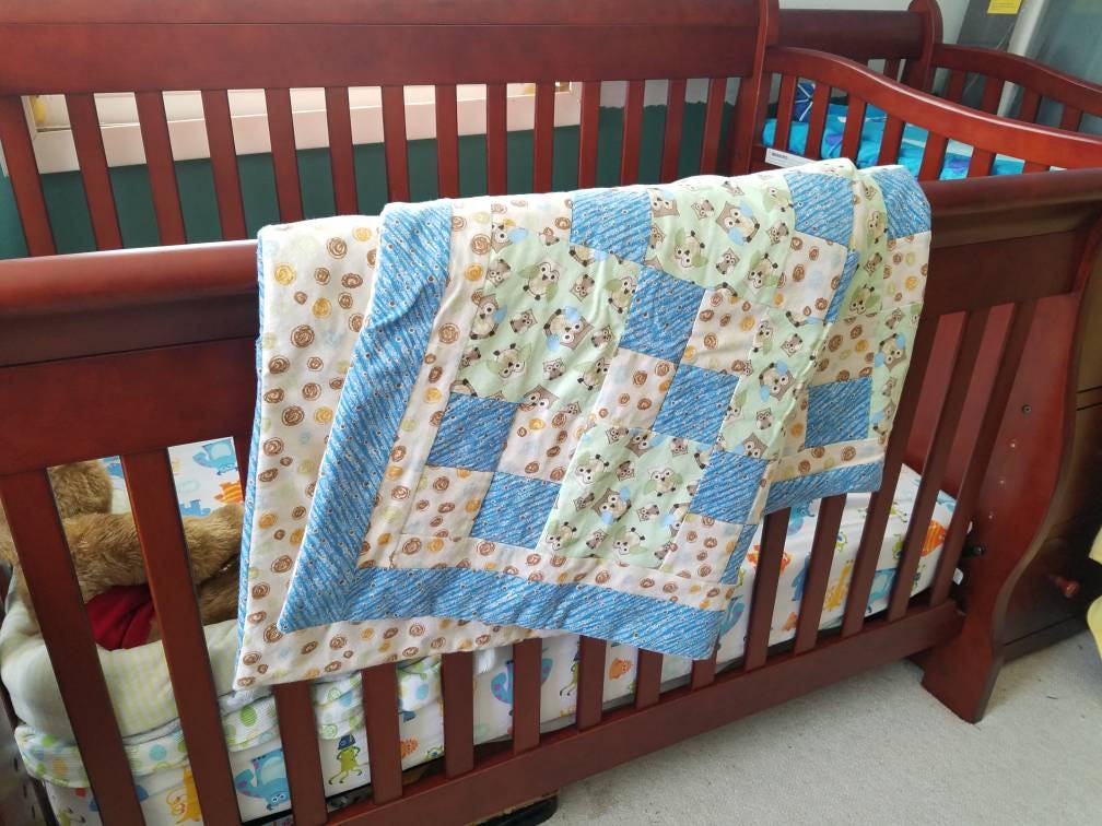 Life's a Hoot! Baby Boy Owl Flannel Crib Quilt - Etsy