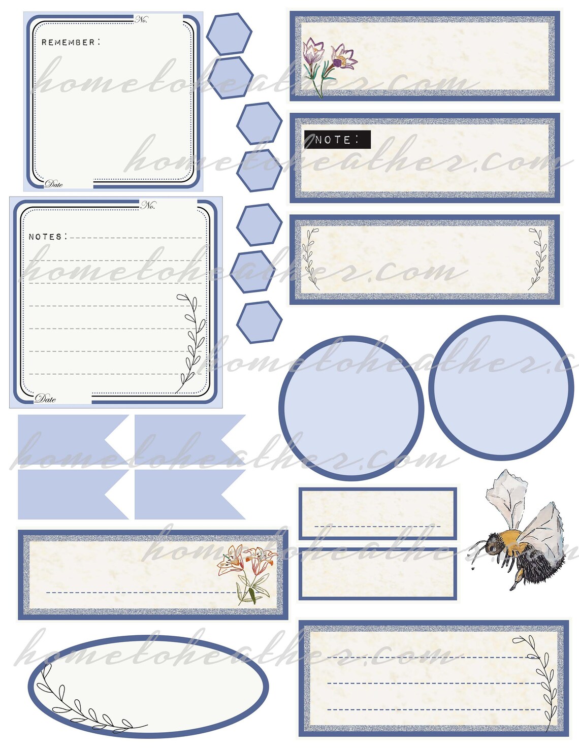 24 Blue Theme Planner Stickers Journal Stickers Junk | Etsy