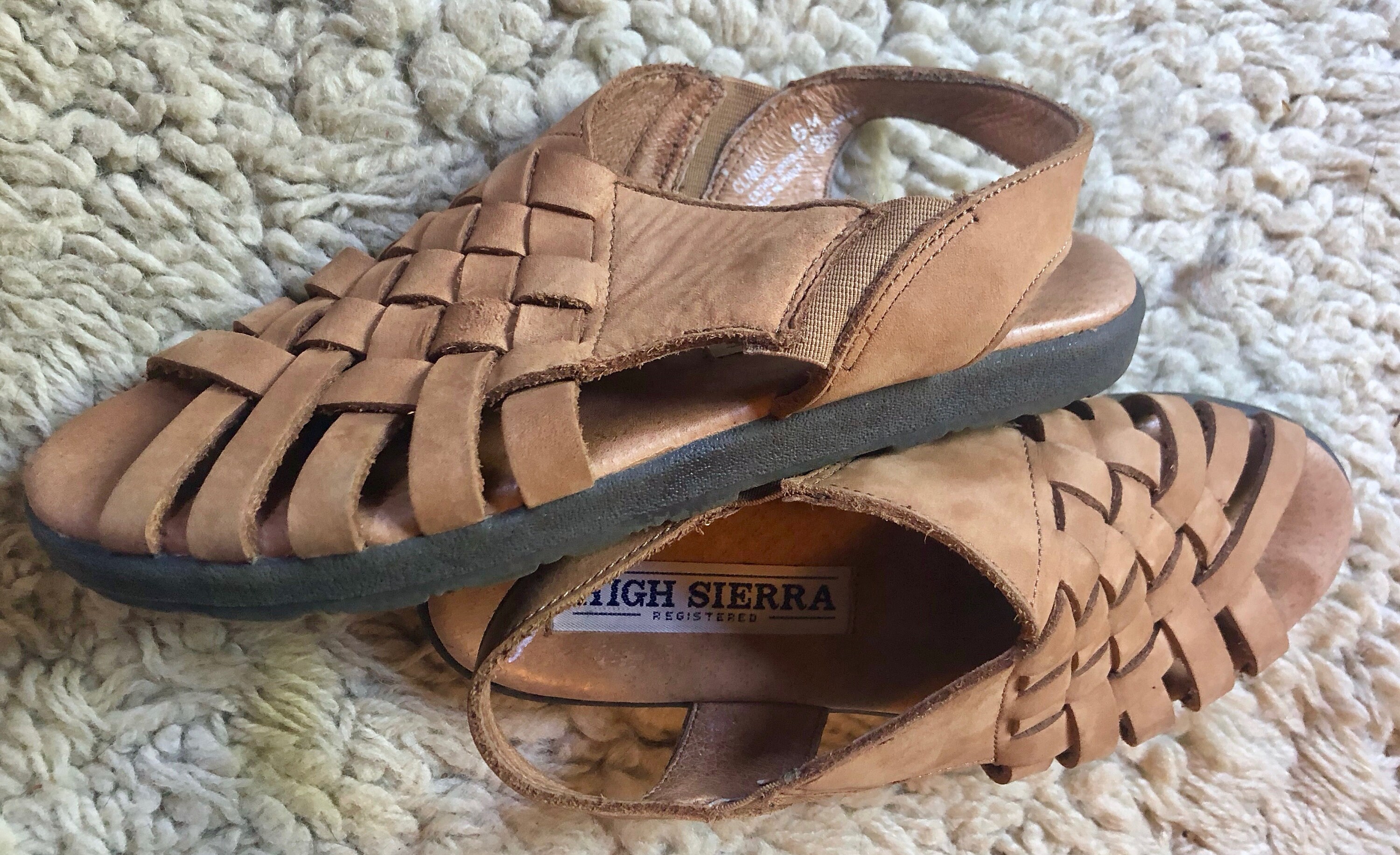 Leather Woven Slingback Sandals/ Tan Leather Strappy Sandals /padded ...