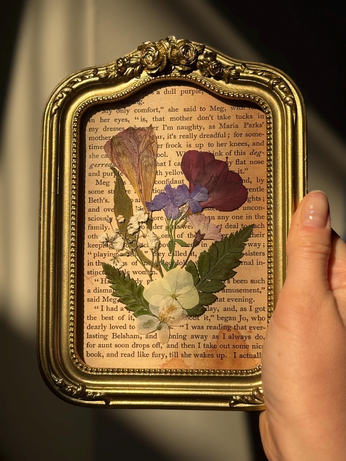 Pressed Flowers on Book Page in Vintage-like Frame | Little Women ...