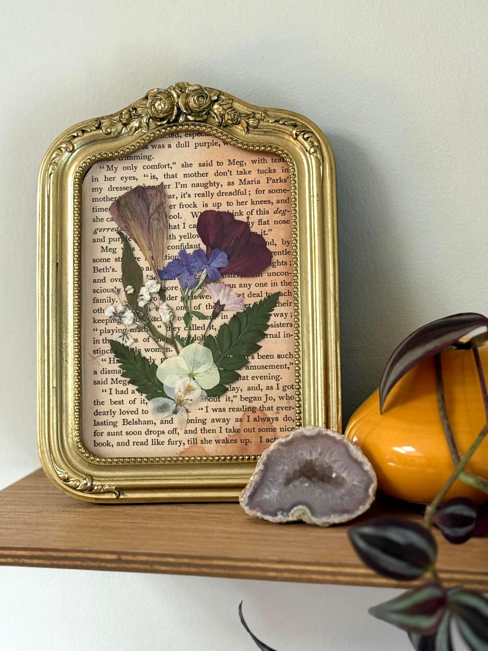 Pressed Flowers on Book Page in Vintage-like Frame | Little Women ...