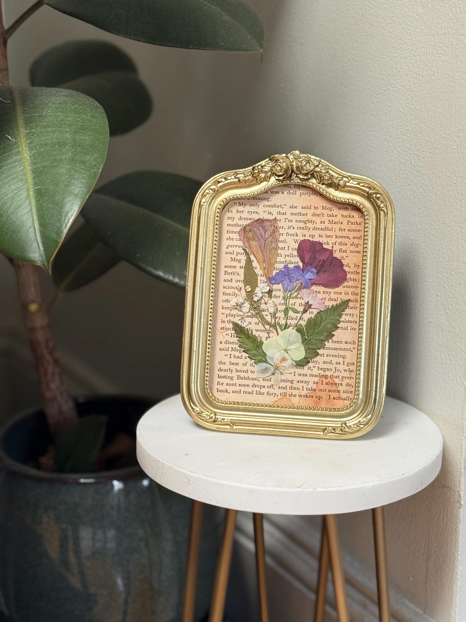 Pressed Flowers on Book Page in Vintage-like Frame | Little Women ...