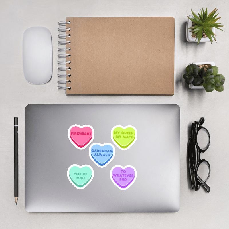 Throne of Glass TOG Inspired Sticker Set Aelin & Rowan Valentines Candy ...