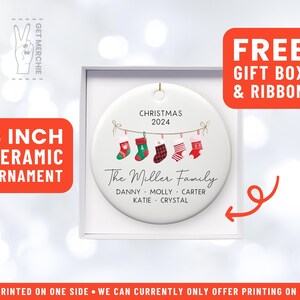 Personalized Family Stocking Ornament, Family of 3 Christmas Ornament ...