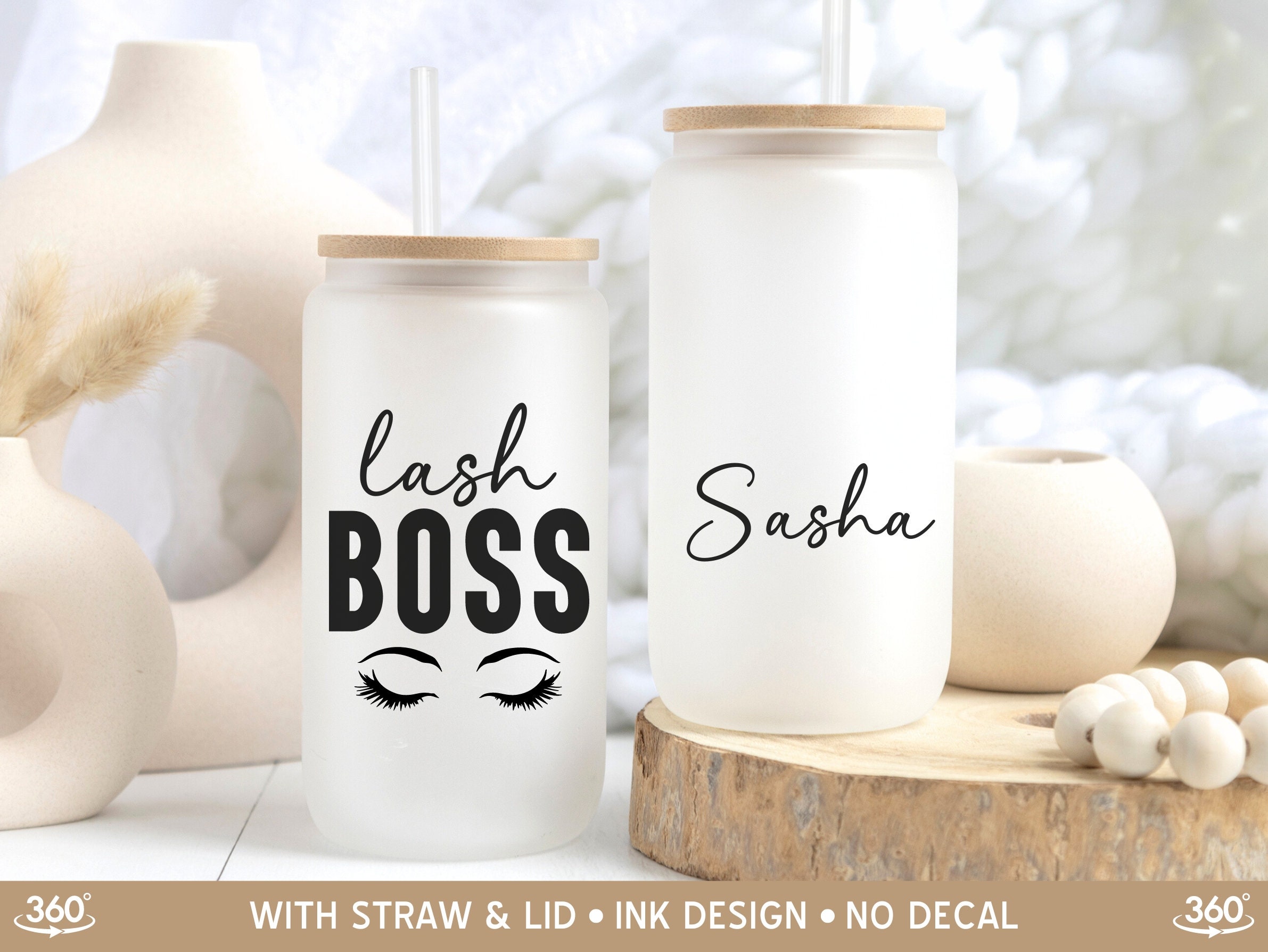 Lash Artist Frosted Glass Tumbler, Gorgeous Lashes Tech Iced Coffee Cup ...