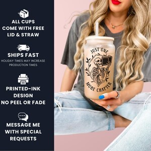 Just One More Chapter Book Lover Frosted Glass Tumbler, Reader Gift ...