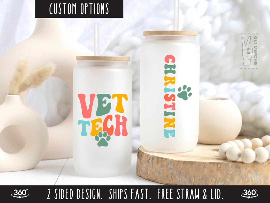 Vet Tech Frosted Glass Tumbler, Veterinary Technician Gift, Vet ...