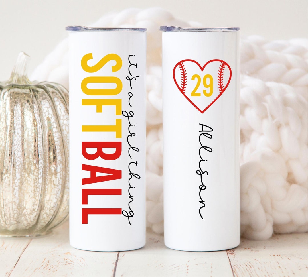 Softball Gifts for Girls Personalized, Softball Tumbler With Straw ...