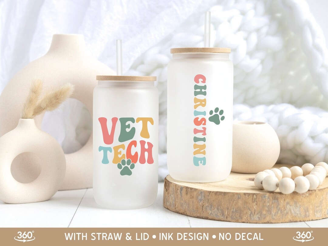 Vet Tech Frosted Glass Tumbler, Veterinary Technician Gift, Vet ...