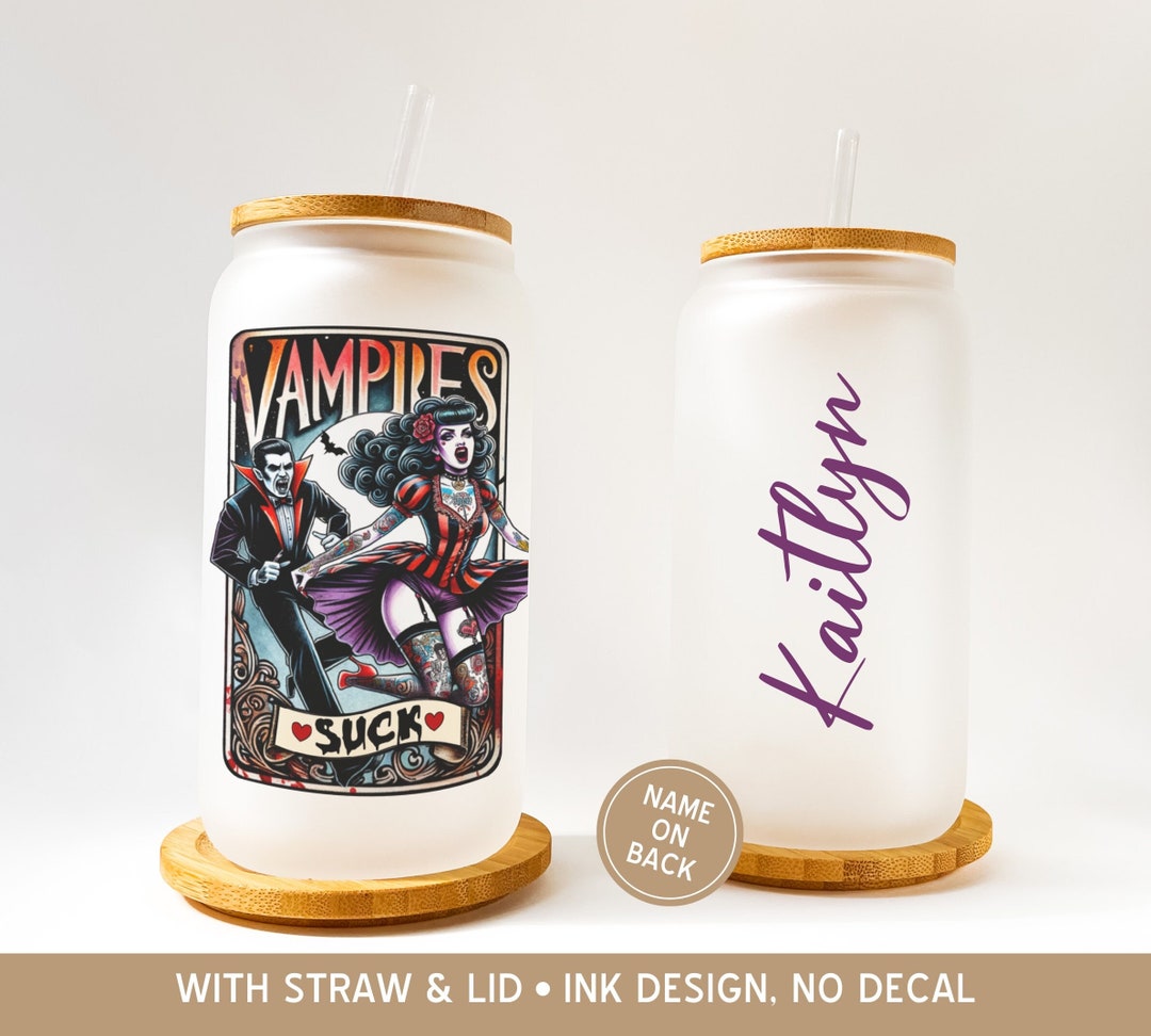 Vampire Tarot Frosted Glass Tumbler, Gothic Vampire Mug, Vampires Suck ...