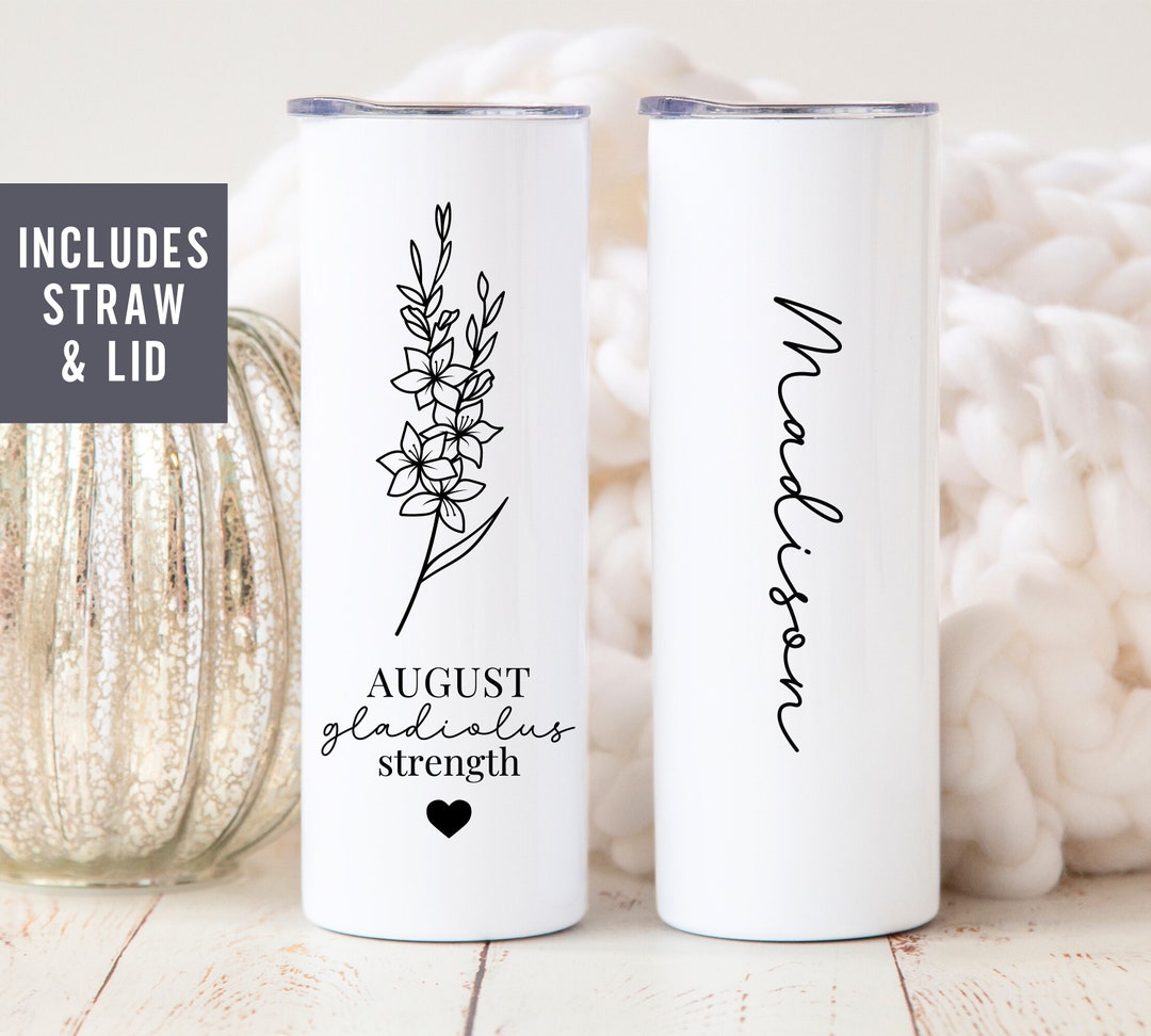 Personalized Birth Flower Gift, Birth Month Flower Tumbler Cup, Birth ...