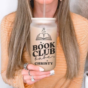 Book Club Gifts Iced Coffee Cup, Book Lover Frosted Glass Tumbler ...
