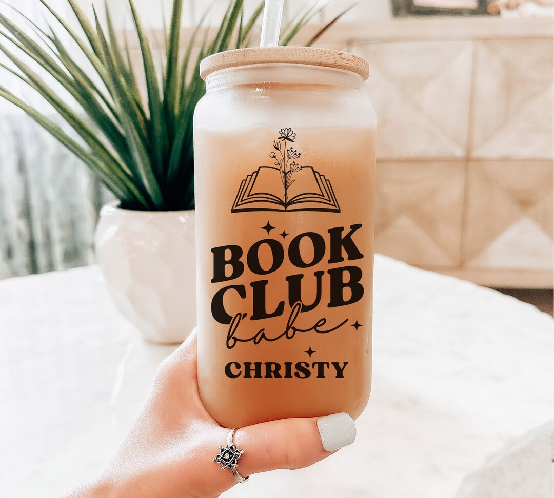 Book Club Gifts Iced Coffee Cup, Book Lover Frosted Glass Tumbler ...