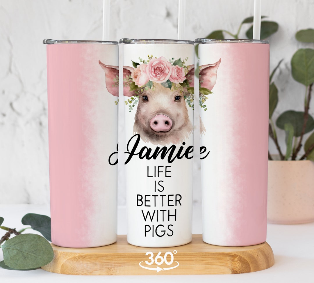 Personalized Pig Tumbler Cup, Cute Pig Gifts for Pig Lovers, Pig Cup ...