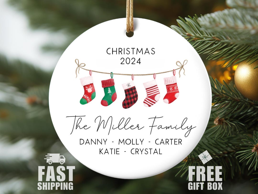 Personalized Family Stocking Ornament, Family of 3 Christmas Ornament ...