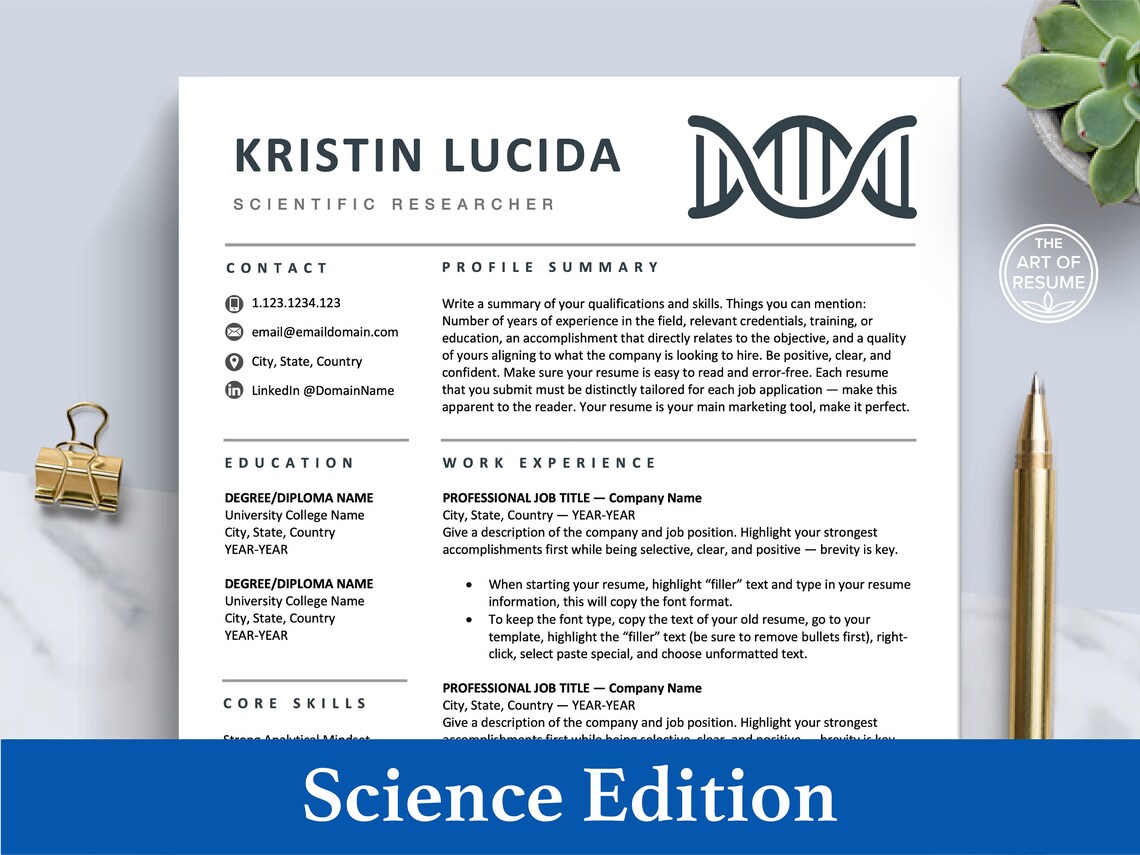 Science Resume CV Template Data Scientist Resumes Biochemistry Resume ...