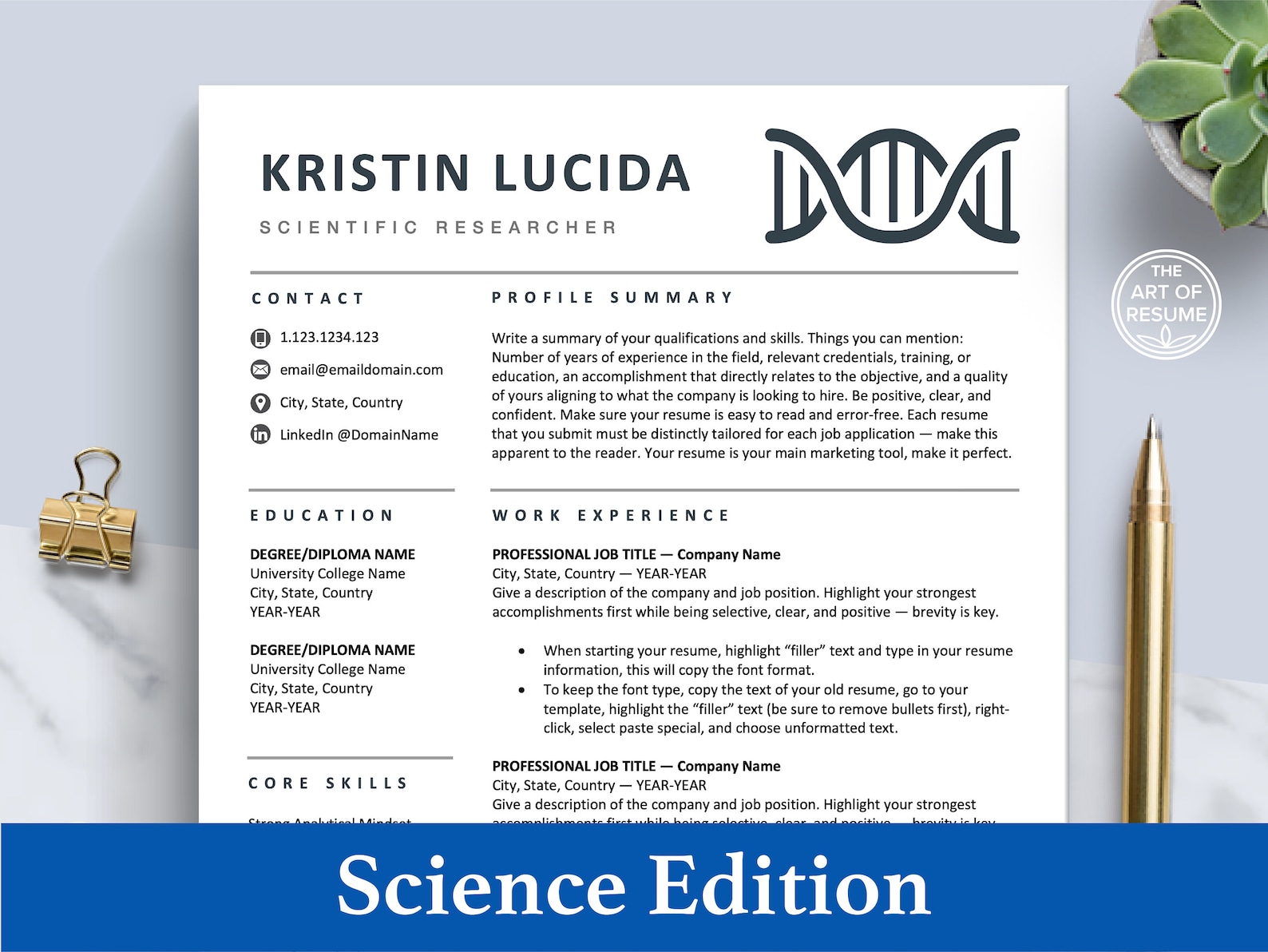 Science Resume CV Template | Data Scientist Resumes | Biochemistry ...