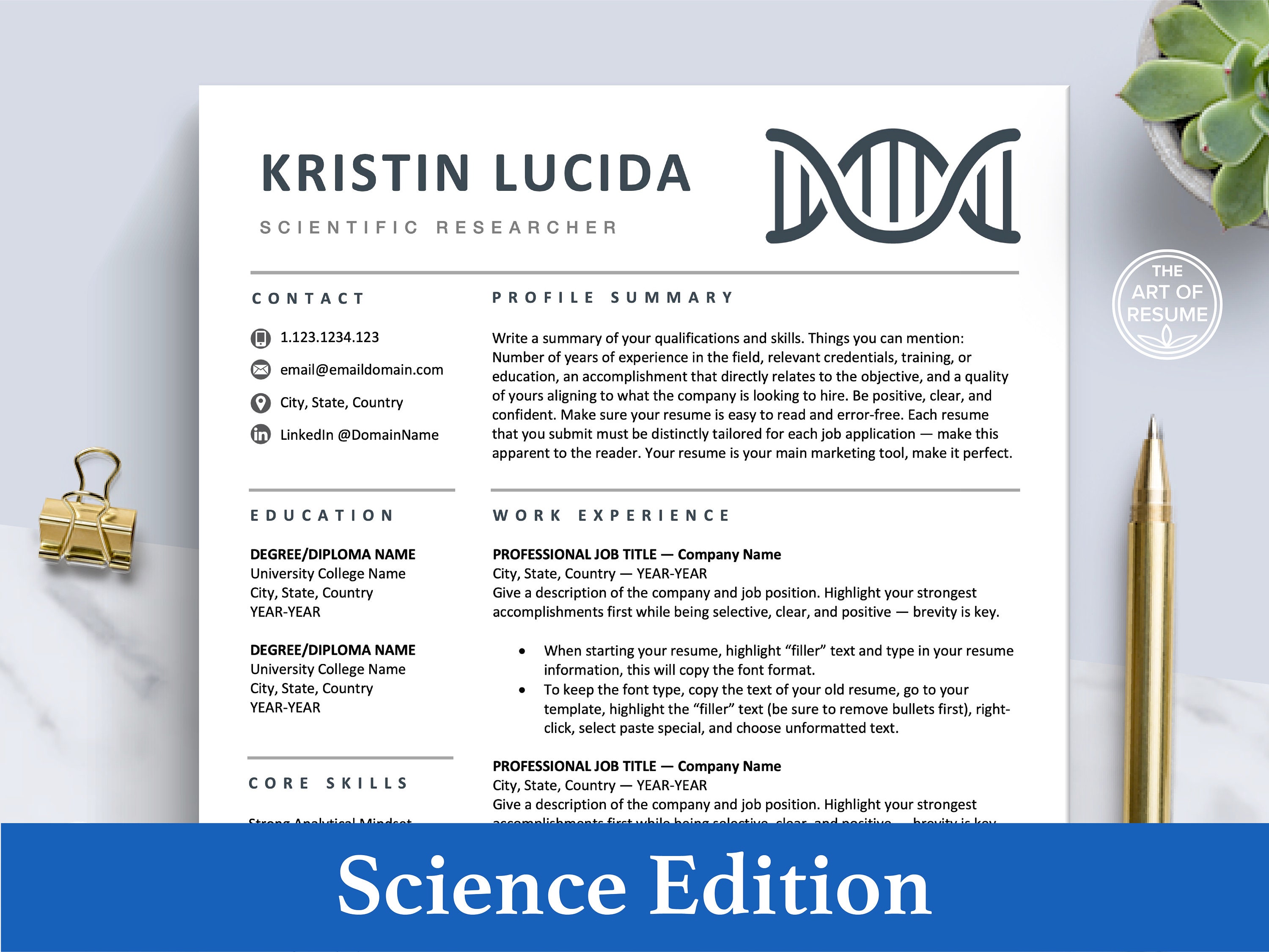 Science Resume CV Template | Data Scientist Resumes | Biochemistry ...