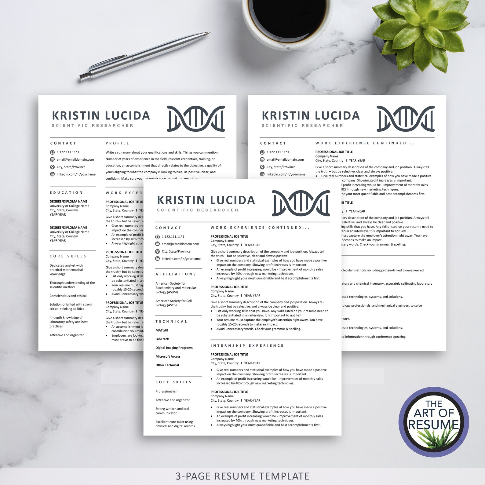 Science Resume CV Template Data Scientist Resumes | Etsy
