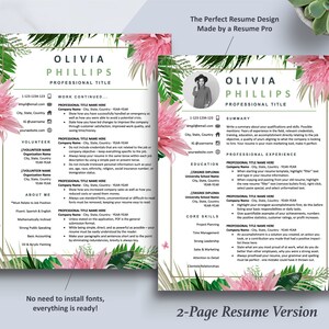 Creative Resume Template, Floral Resume, CV Template, Modern Resume ...