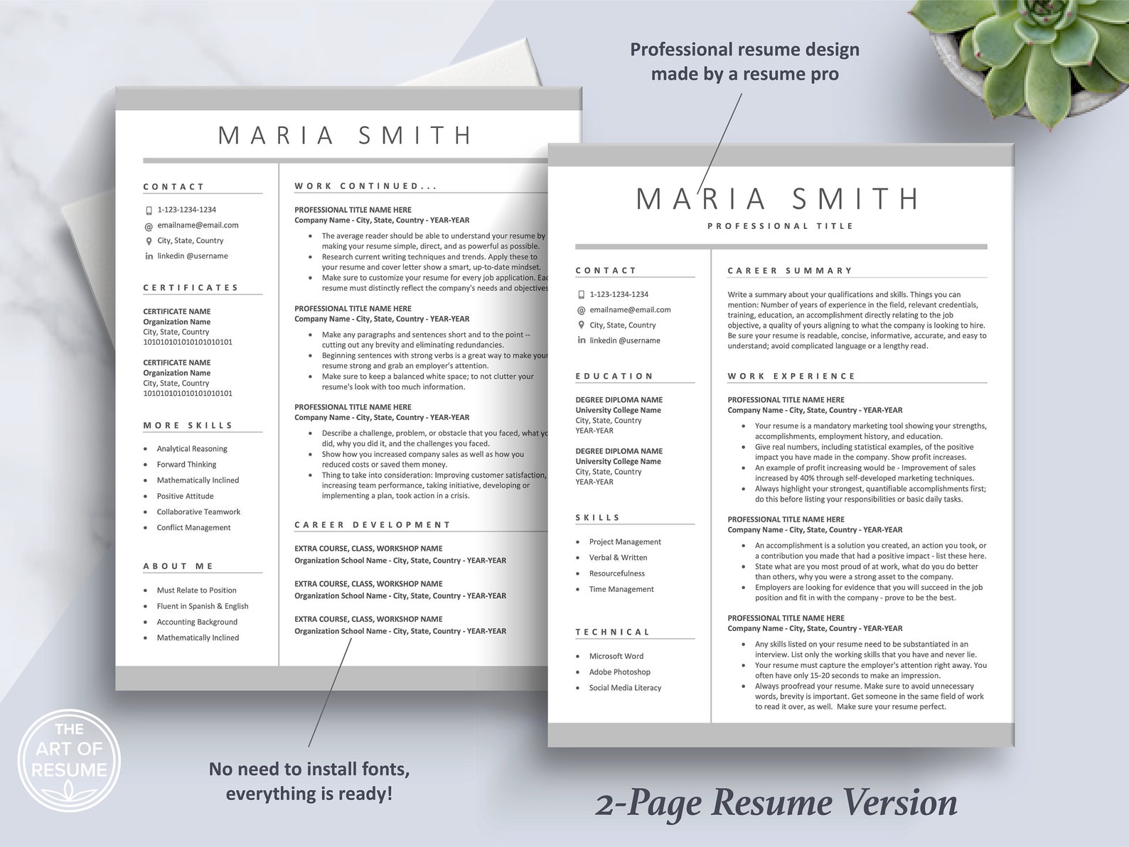 CV Template, Resume Template Bundle, Professional Resume, Executive ...