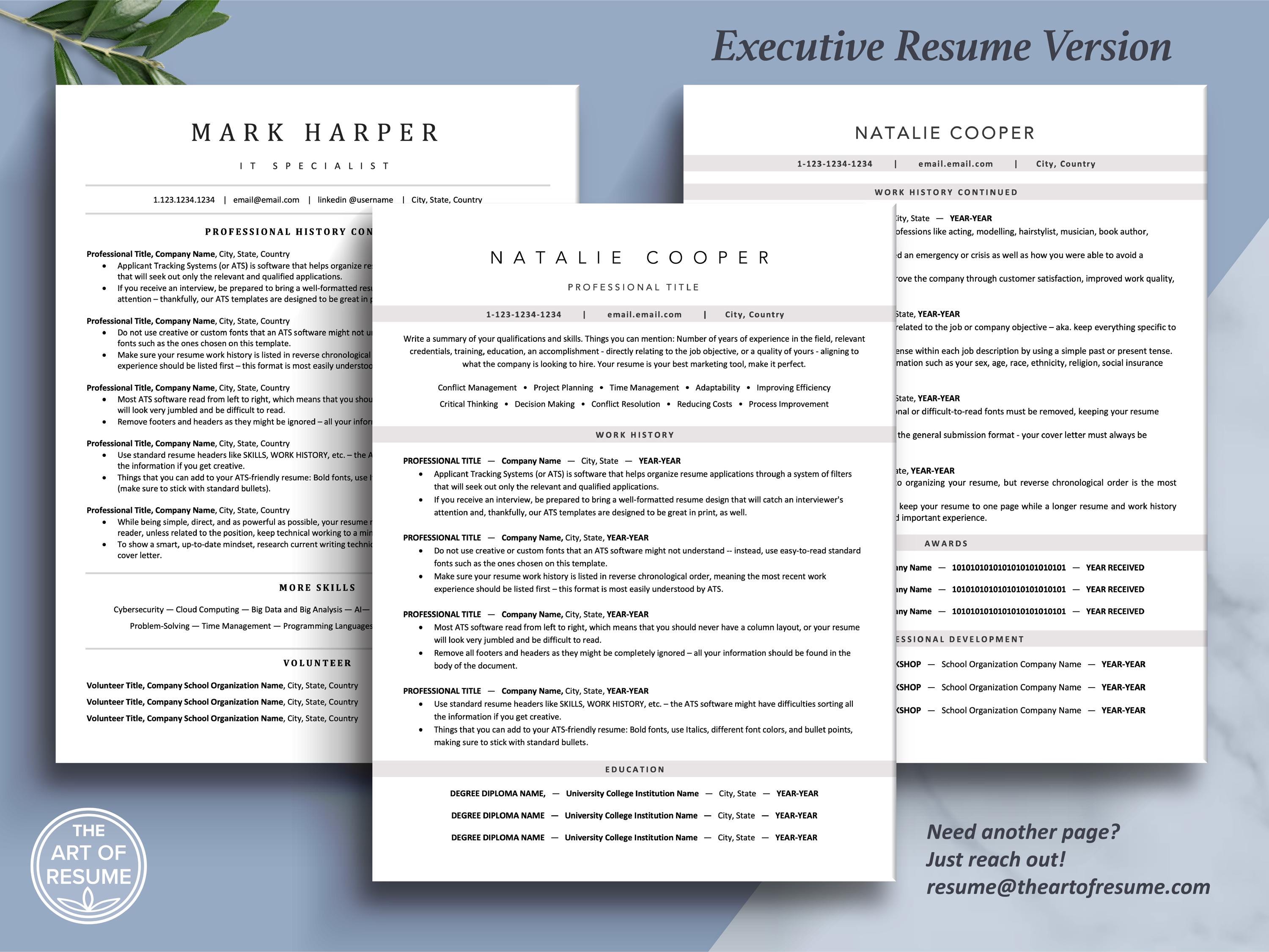 ATS Resume Template Google Docs, Word, Apple Pages | One Column ATS ...