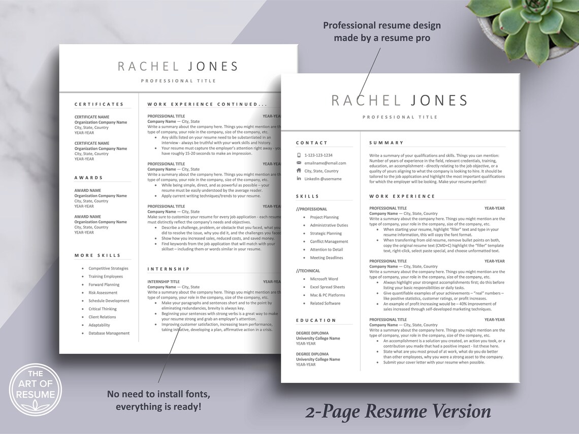 Resume Template Bundle, Modern Resume Template, Resume Download, CV ...