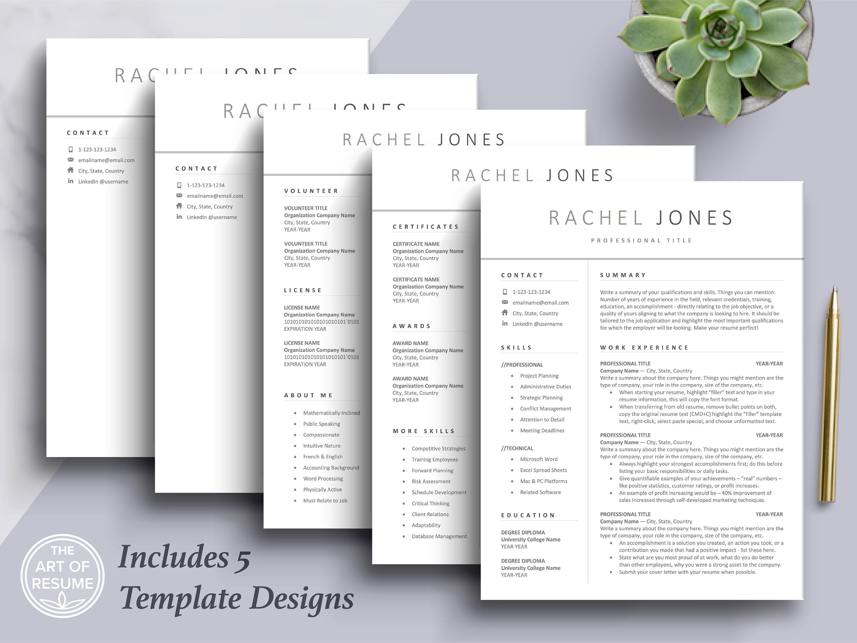 Resume Template Bundle, Modern Resume Template, Resume Download, CV ...