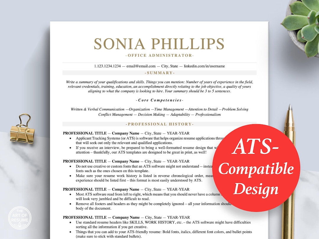 Clean ATS Resume Template, Simple Resume CV Template, Minimalist ...