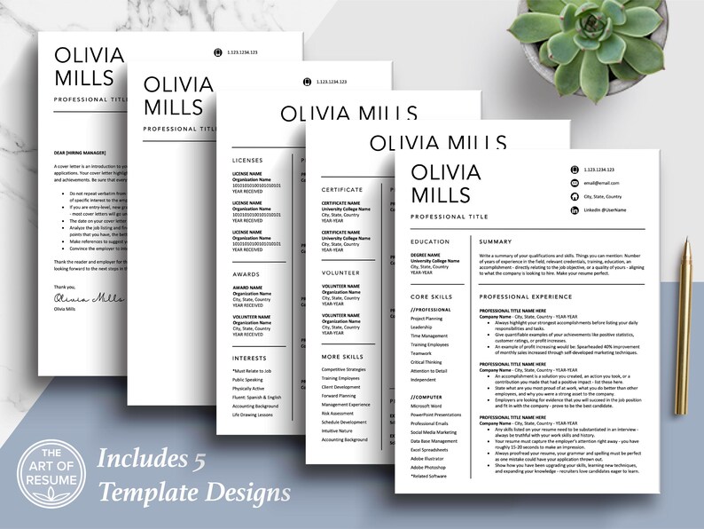 Simple Resume Template for Word & Mac Pages | Basic Resume Template ...