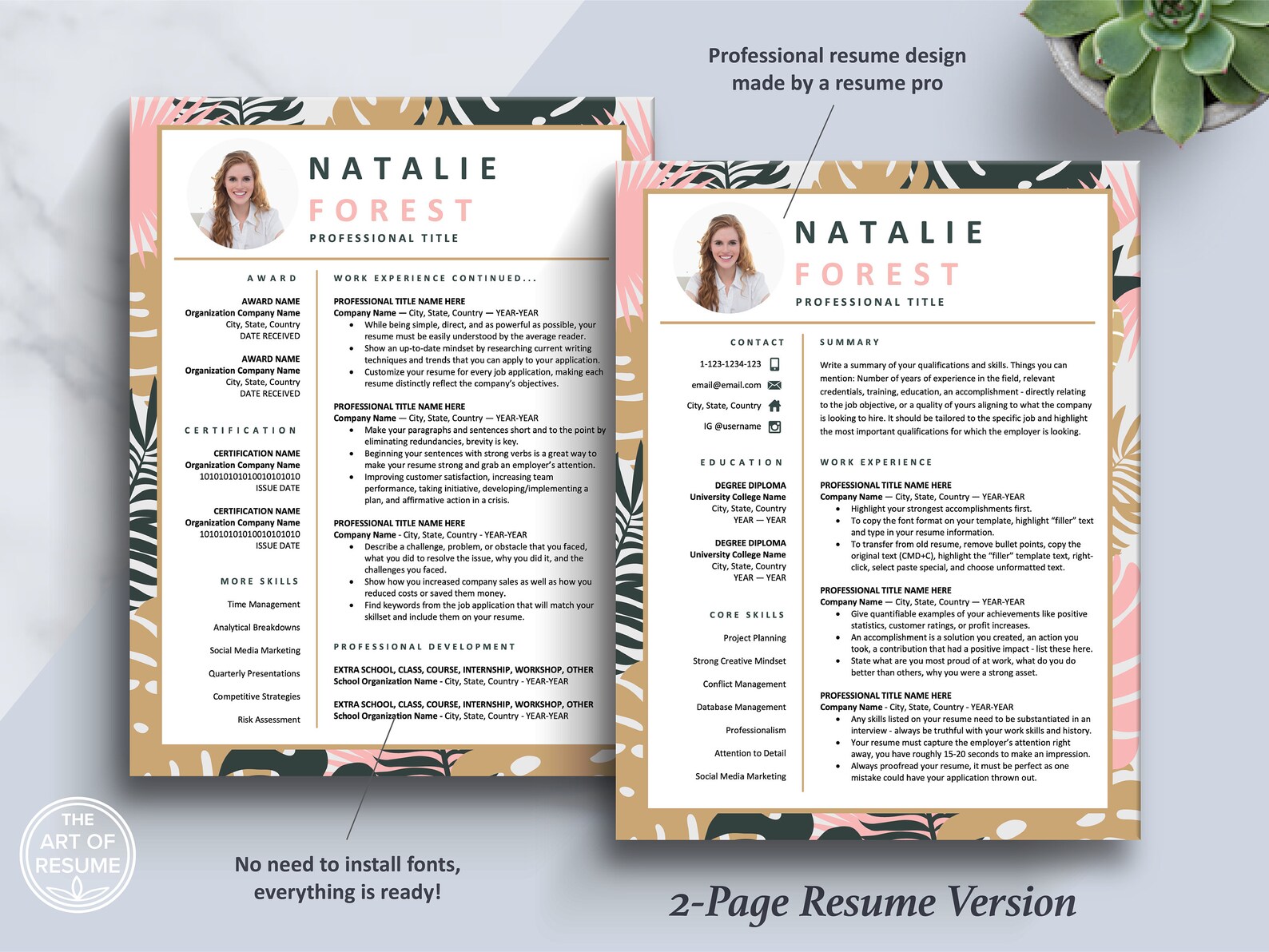 Resume Templates With Photo, Creative Resume Template, CV Template ...