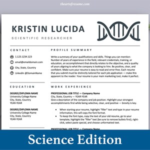 Science Resume CV Template Data Scientist Resumes - Etsy