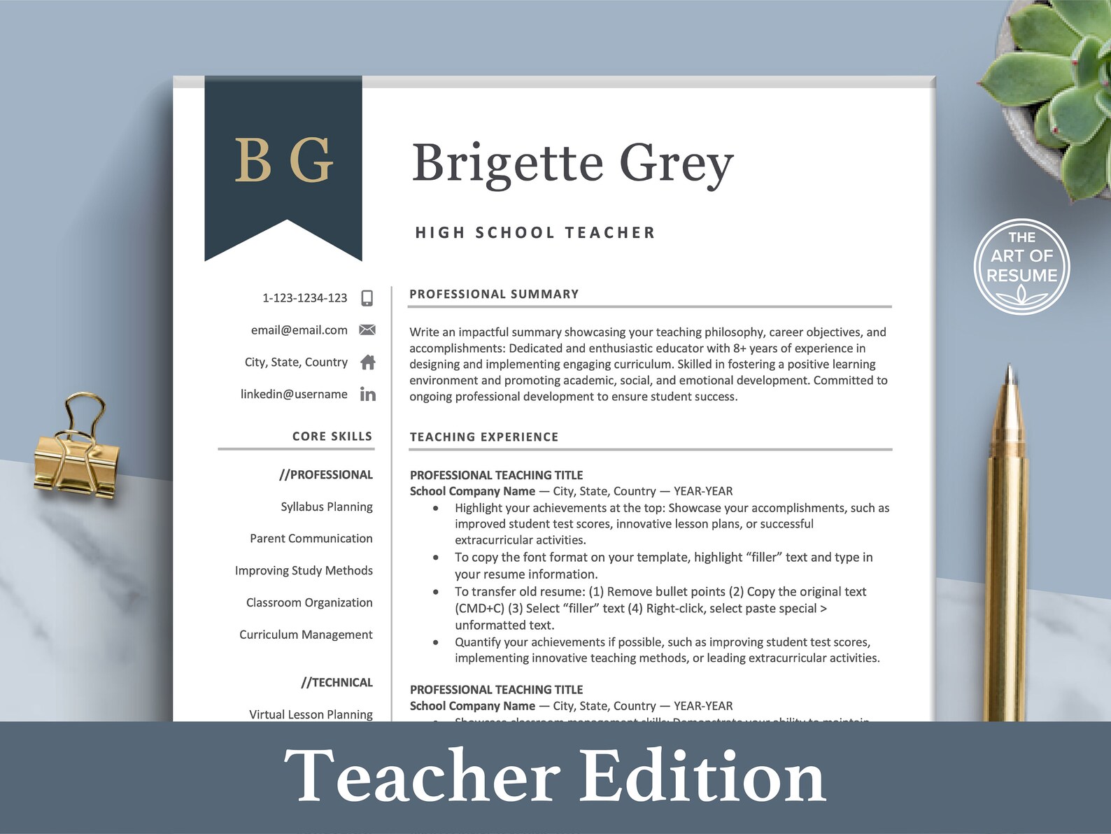 Teaching Resume Templates, Teacher Resume Word, Mac Pages, Special ...