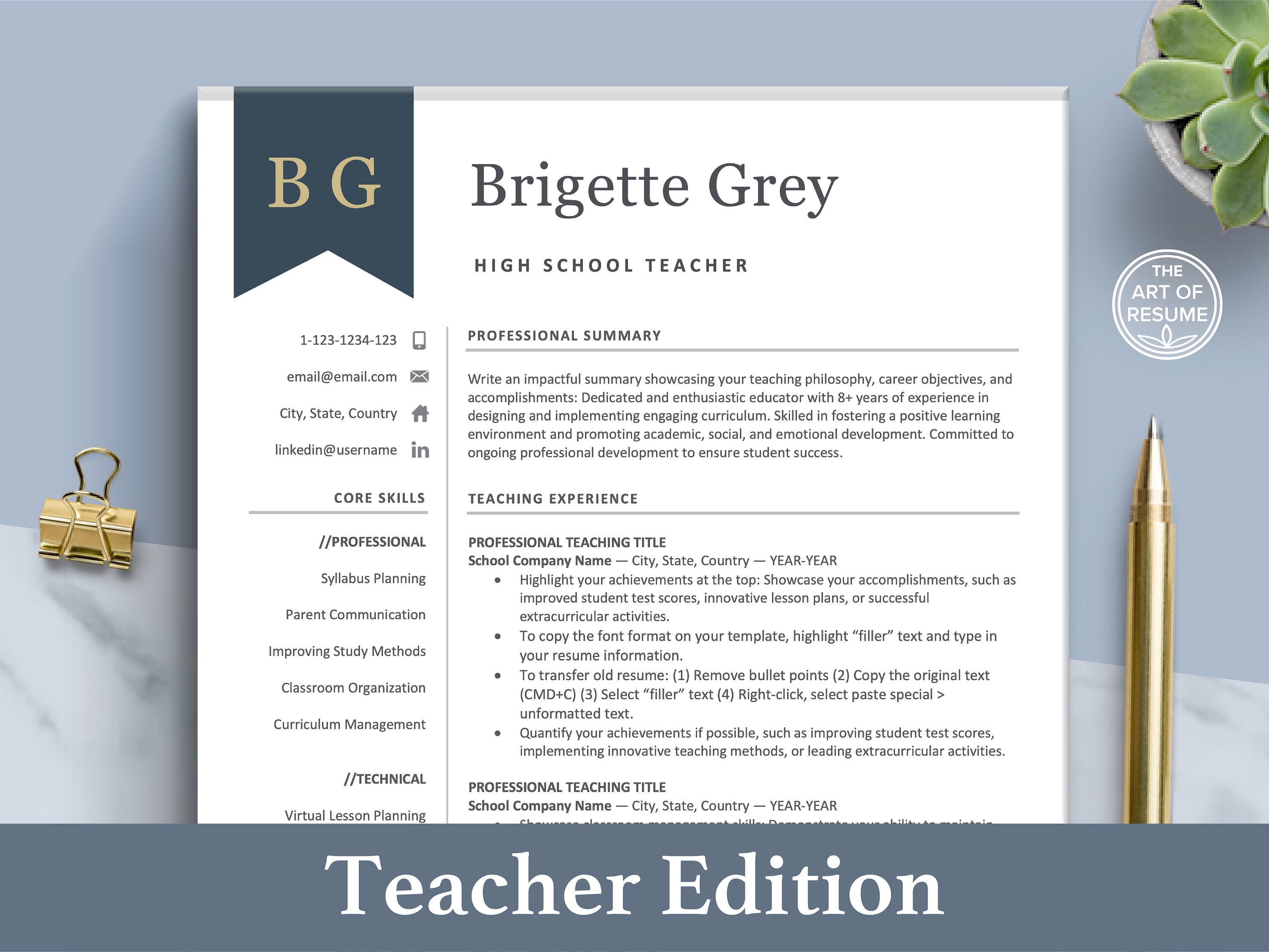 Teaching Resume Templates, Teacher Resume Word, Mac Pages, Special ...