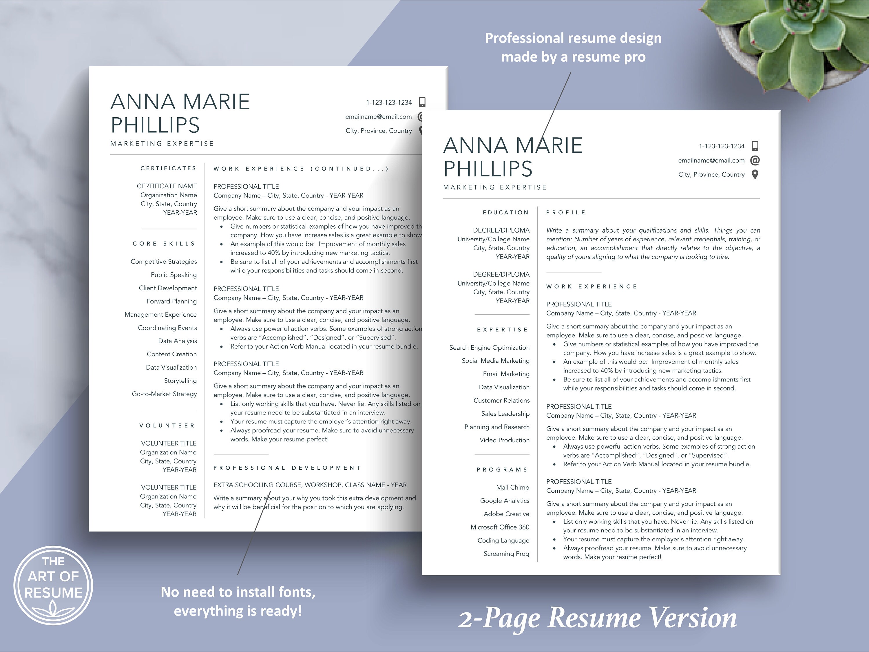 Simple Resume Template, Minimalist Resume, Professional Resume, CV ...