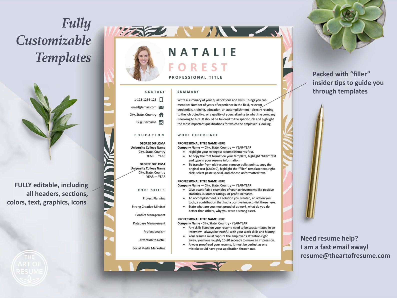 Resume Templates With Photo, Creative Resume Template, CV Template ...