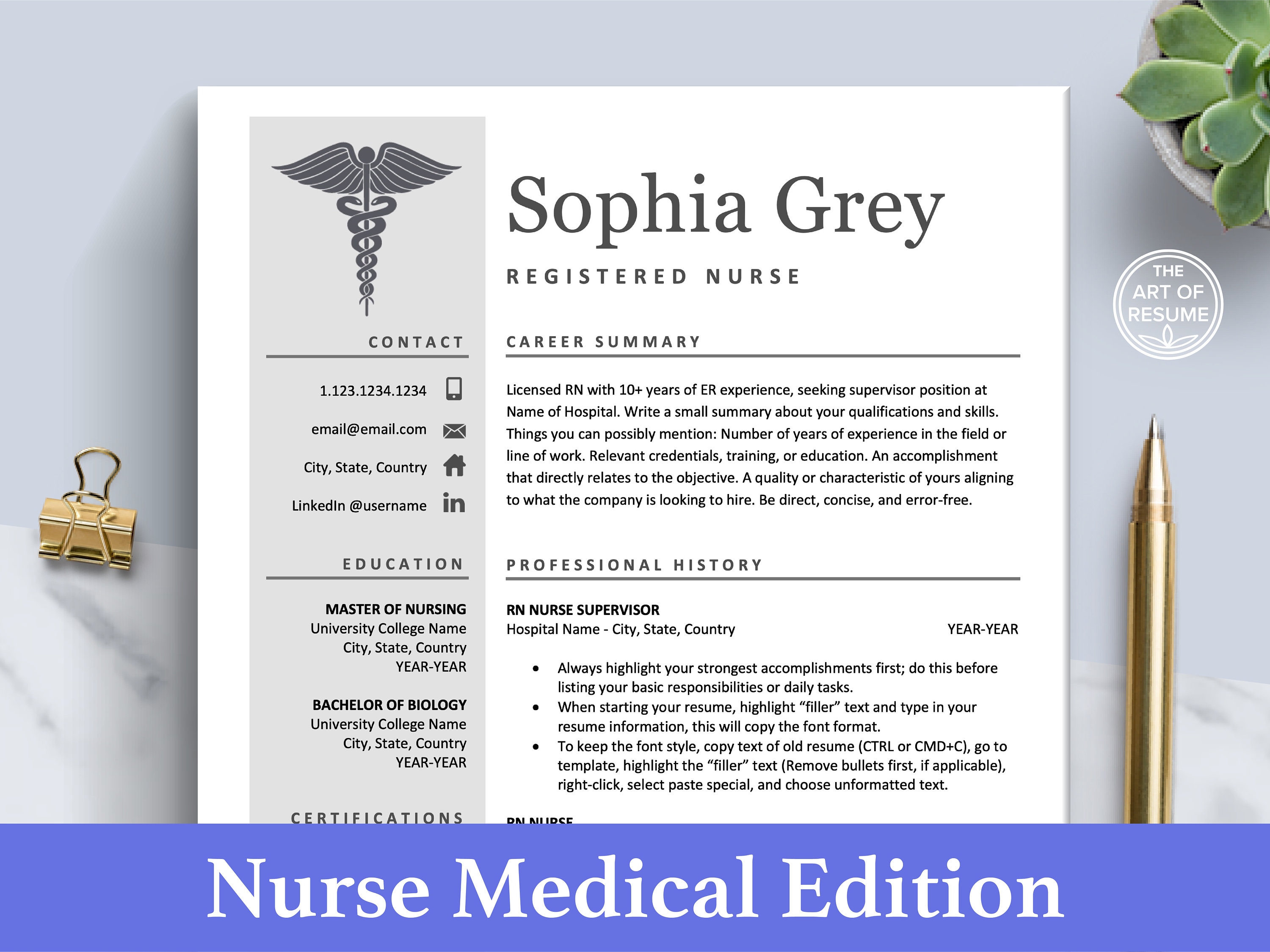 Nursing Resume Templates With Cover Letter | Medical Resume Template ...