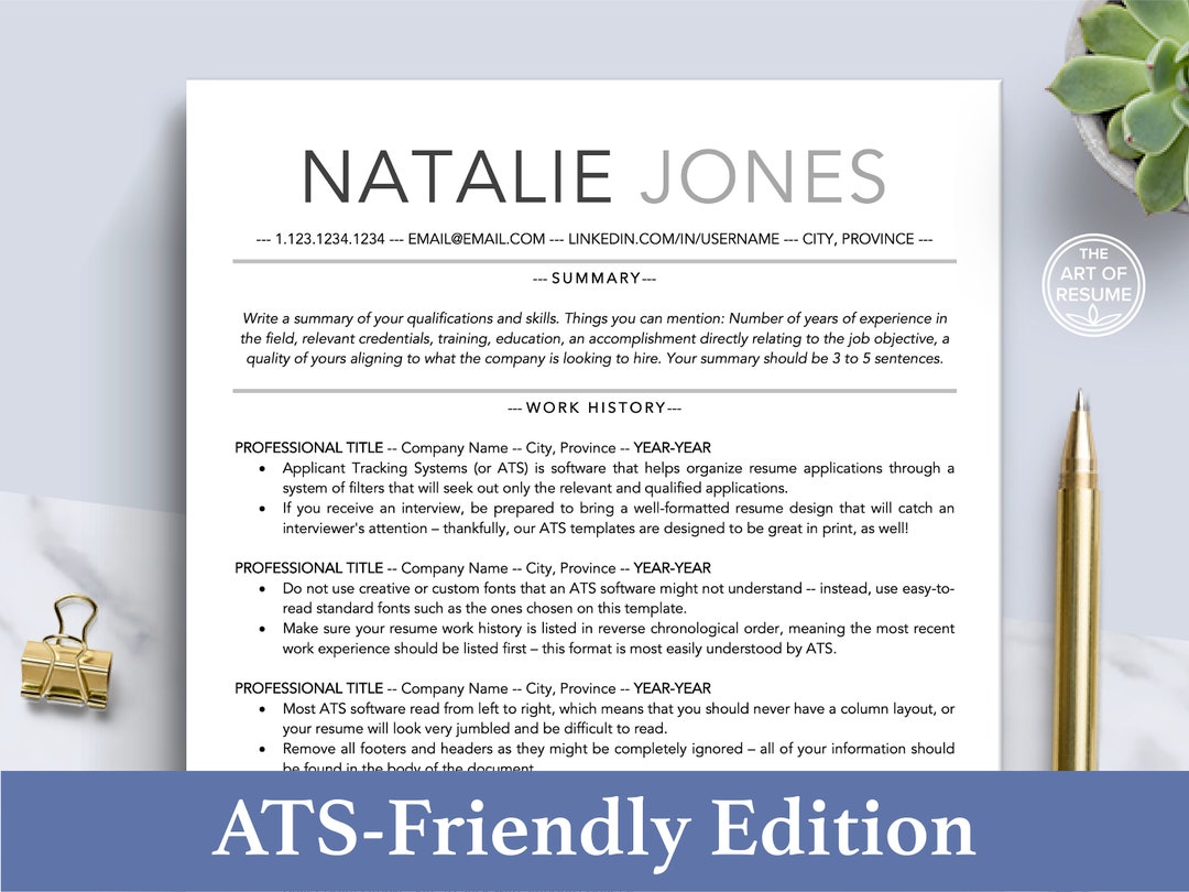 ATS Resume Templates, ATS Friendly Resume CV Template, Executive Resume ...