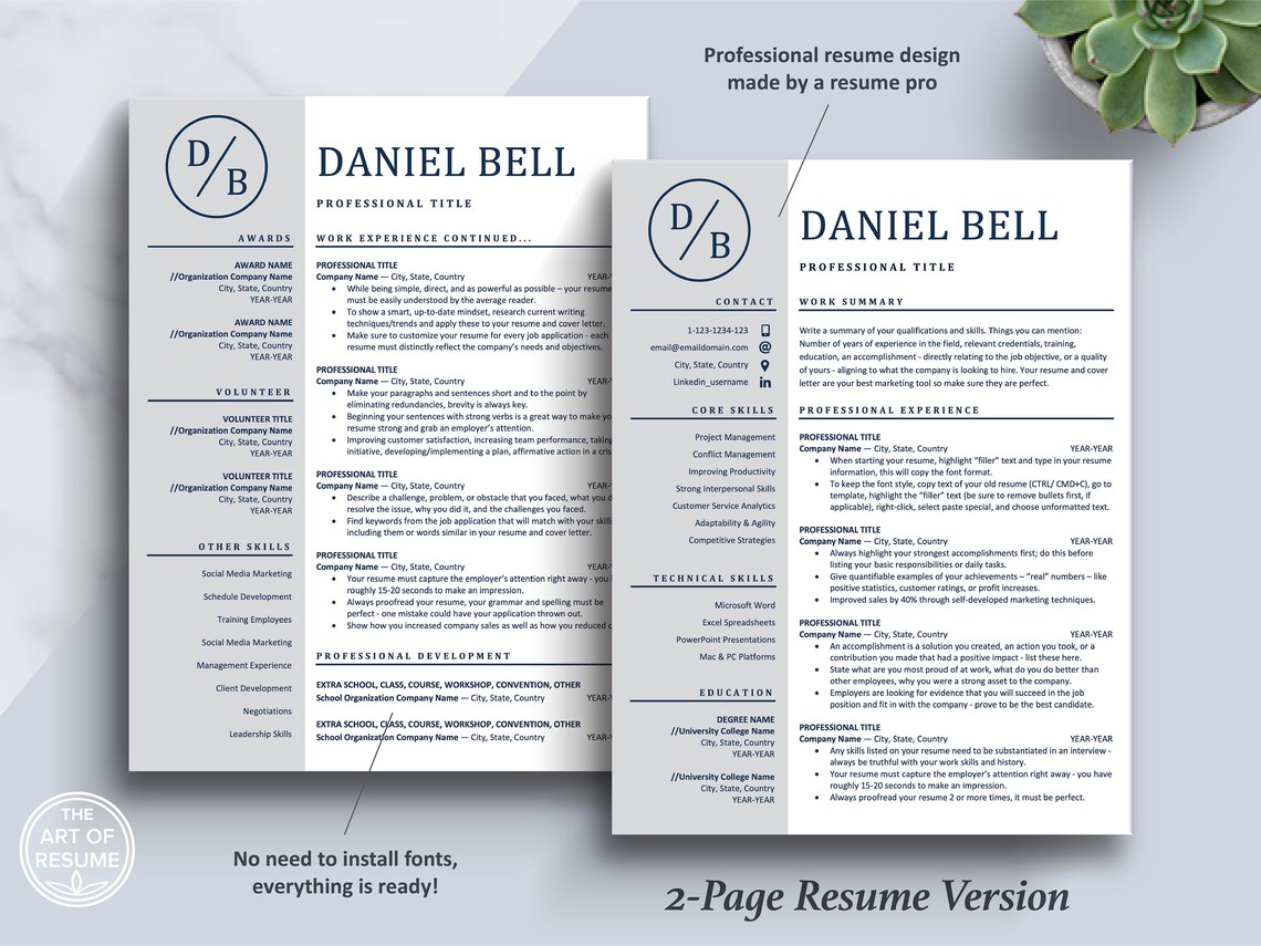 Executive Resume Template Word & Pages, Modern Resume Template, CV ...