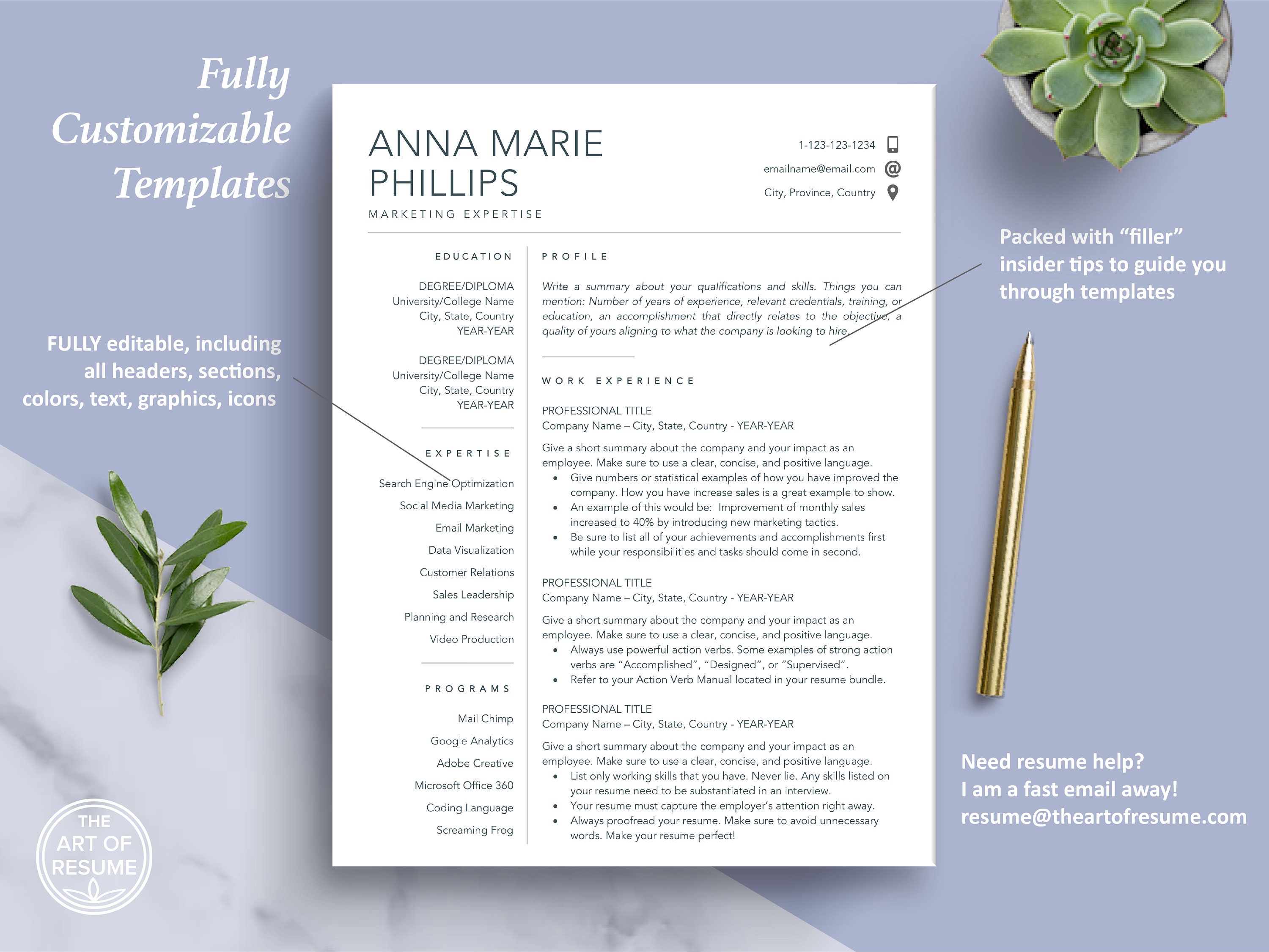 Simple Resume Template, Minimalist Resume, Professional Resume, CV ...