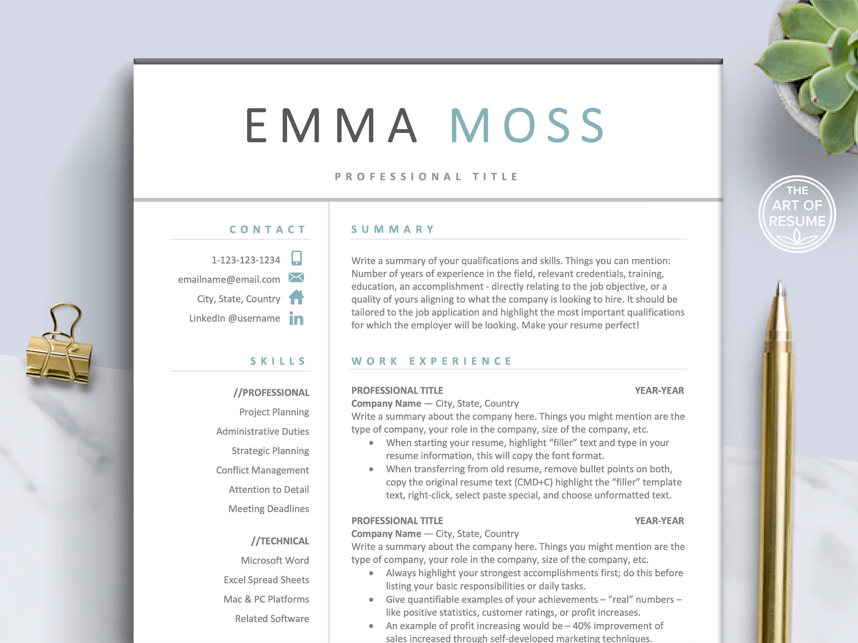 Resume Templates Word, Pages Modern Resume, Executive Resume Format, CV ...