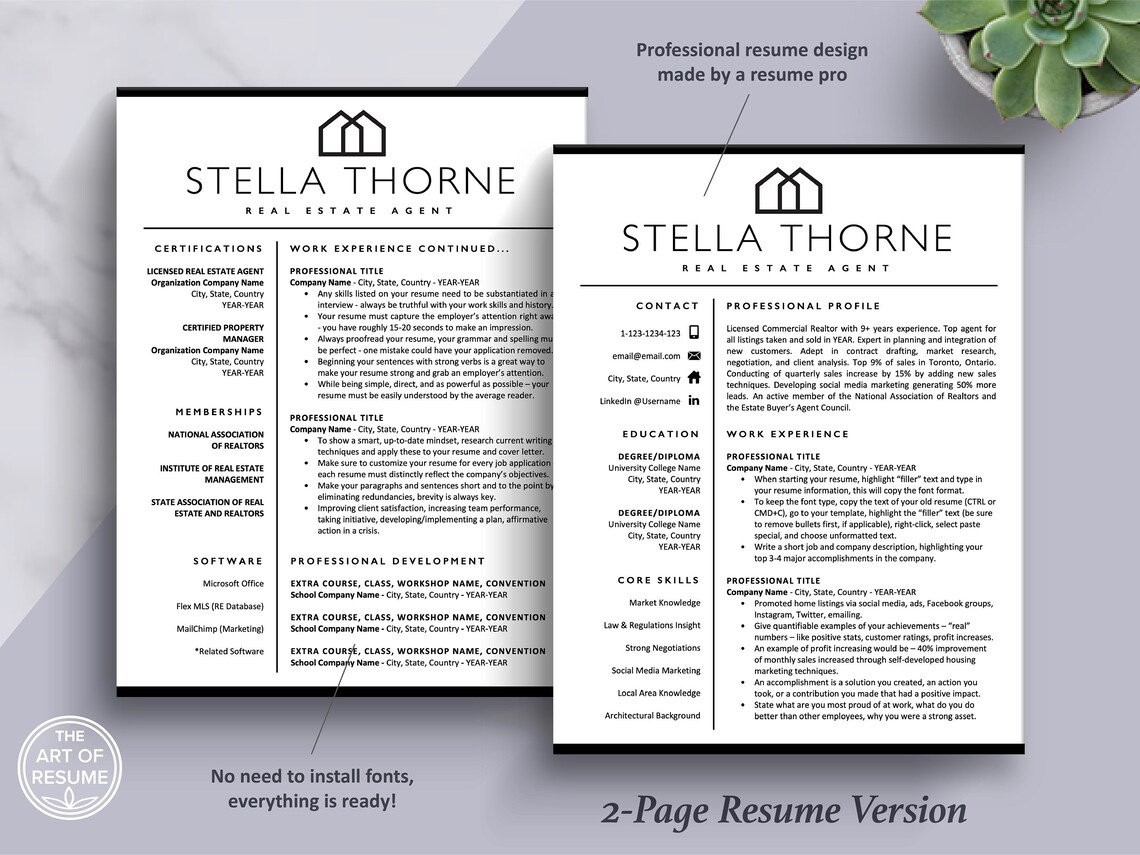 Realtor Resume Template, Real Estate Agent Resume, Construction Worker ...