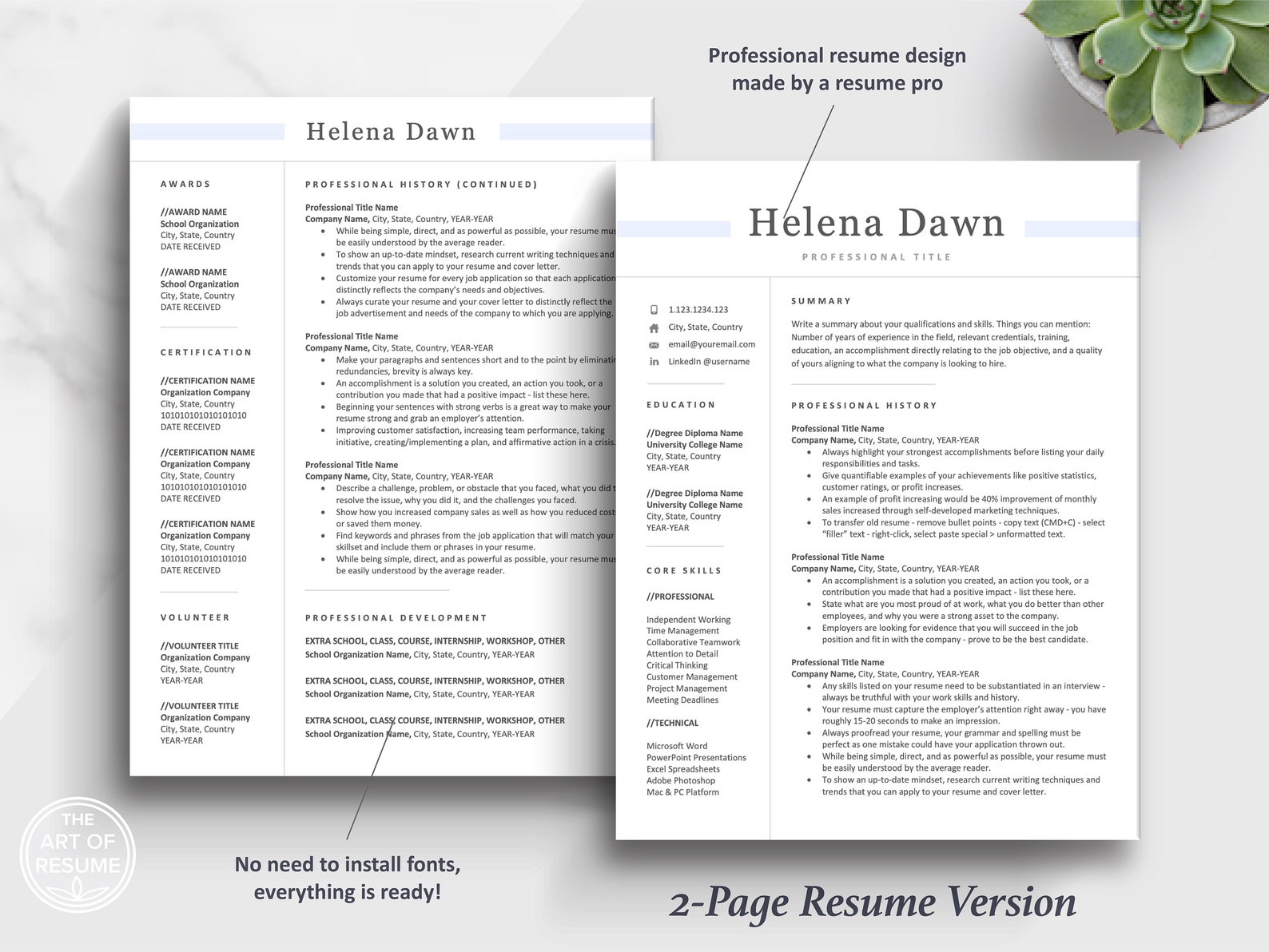 CV Templates for Word & Pages | Professional Resume Template, 1 2 3 ...