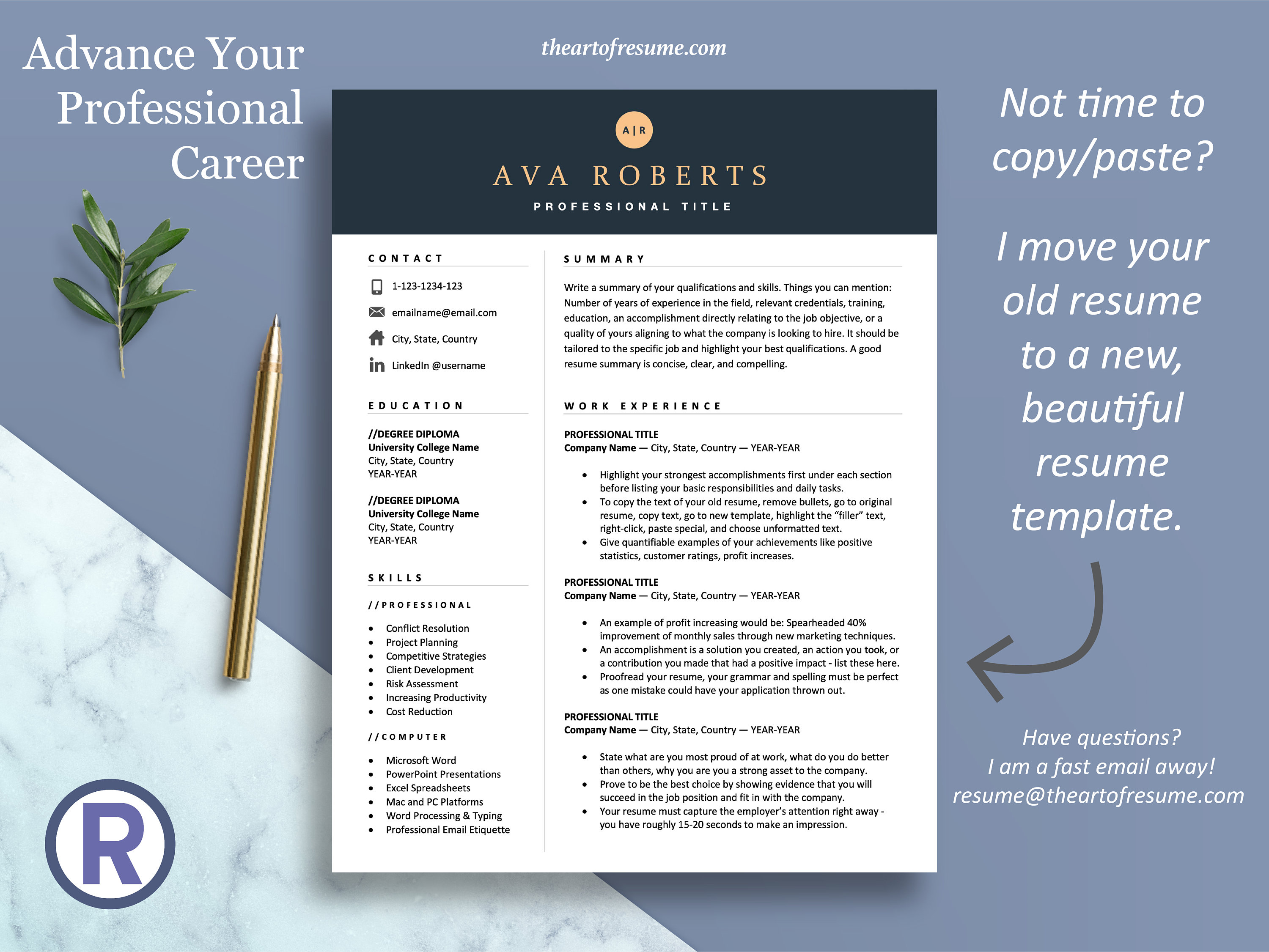 Resume Template Formatting Services | CV Resume Help Builder | Custom ...