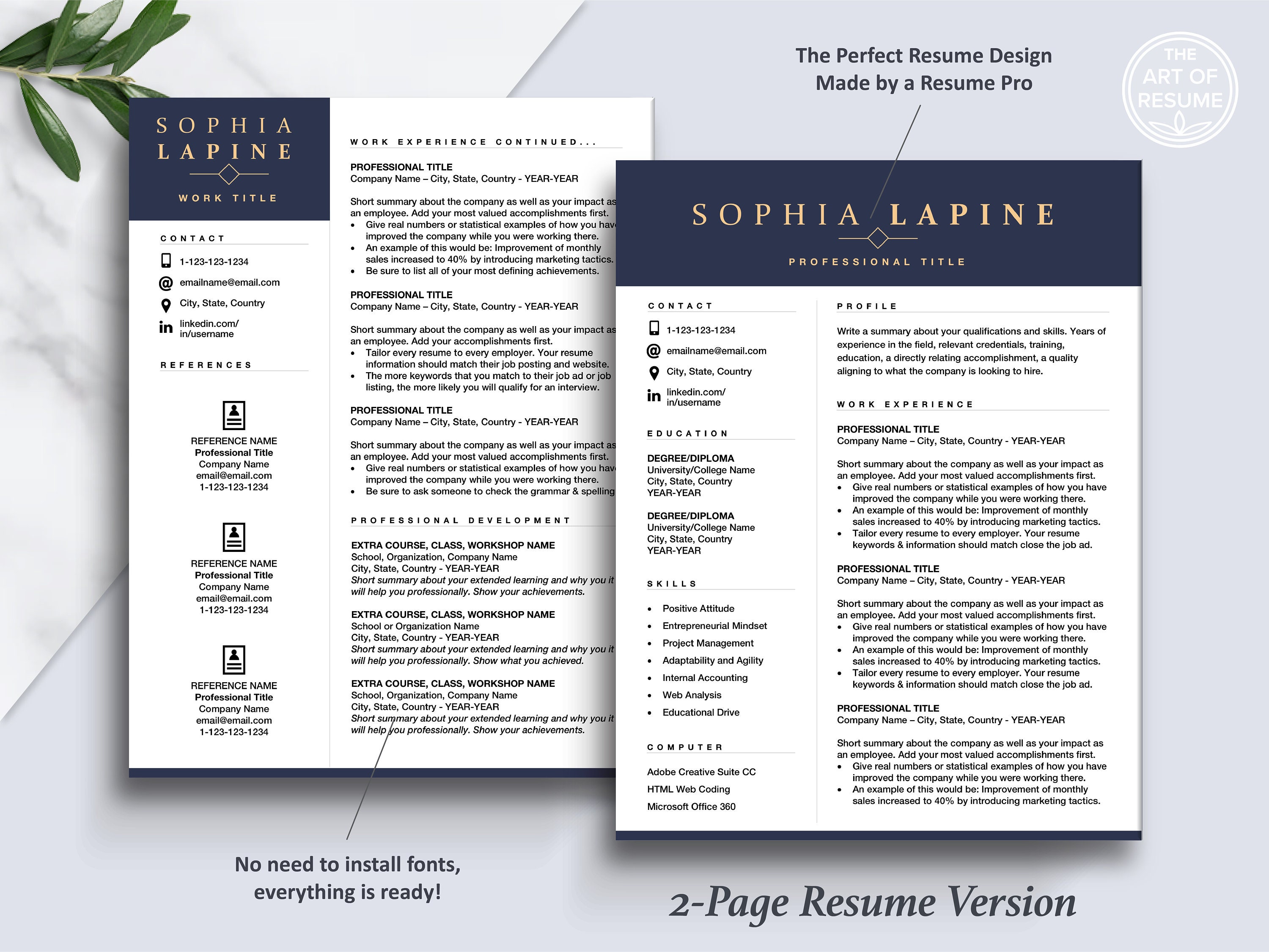 Executive Resume Templates for Google Docs, Word, Pages | Editable ...